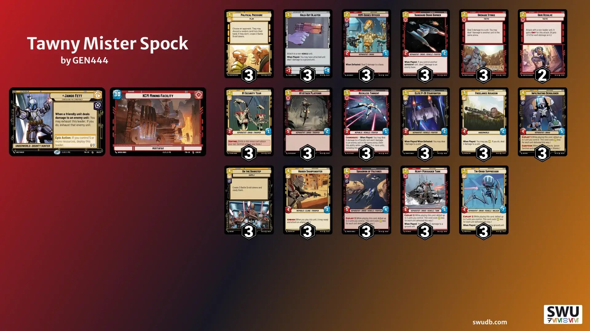 【SWU】Jango Fett コモナーデッキ – Fellows Online Store